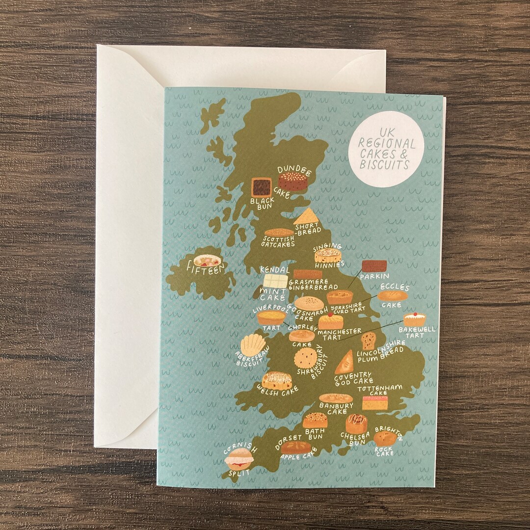 British Regional Cakes and Biscuits Card - Etsy
