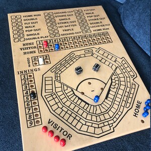 Wooden BASEBALL Dice Board Game Handcrafted Includes Baseball Gameboard ...