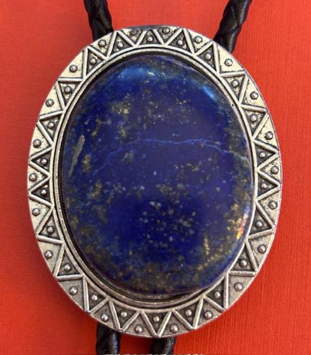 Lapis Lazuli, Southwest Style Oval Bolo, Silver Alloy Setting and End ...
