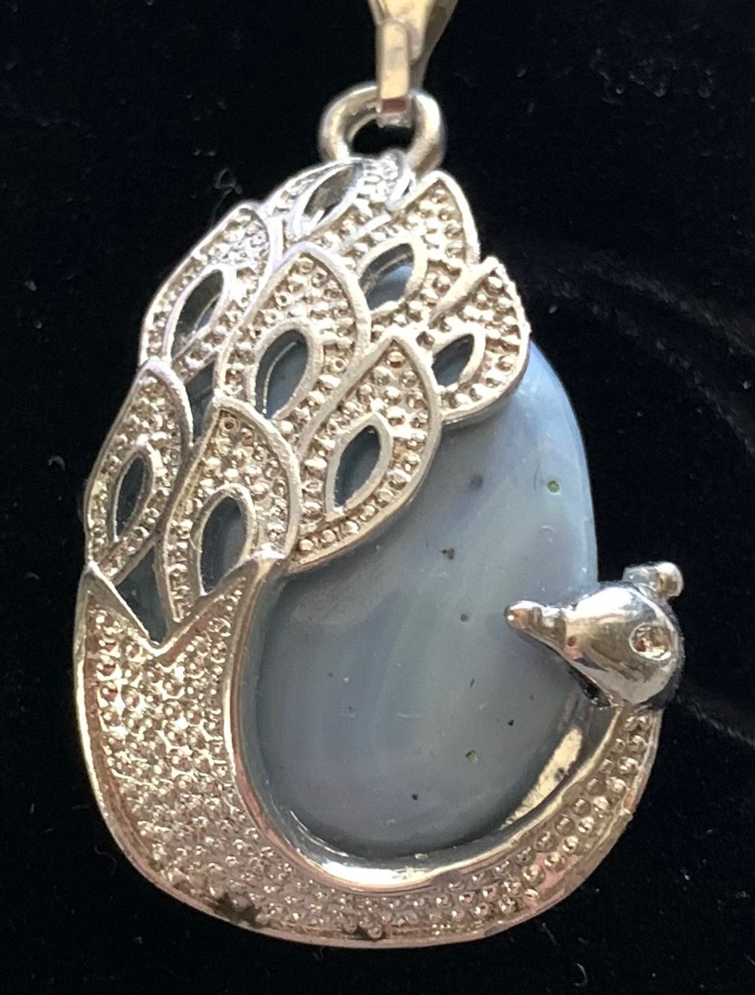 Michigan Slag Glass, Peacock 35x20 Mm Pendant, With Silver Alloy ...