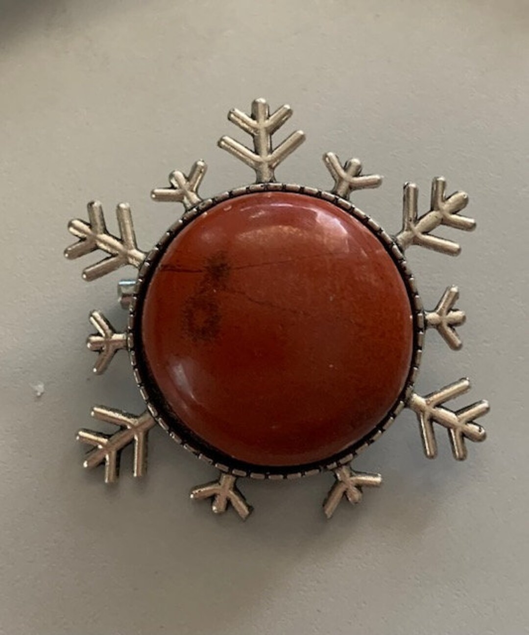 Jasper Red Round Broach/pin in Silver Alloy Setting. Item - Etsy