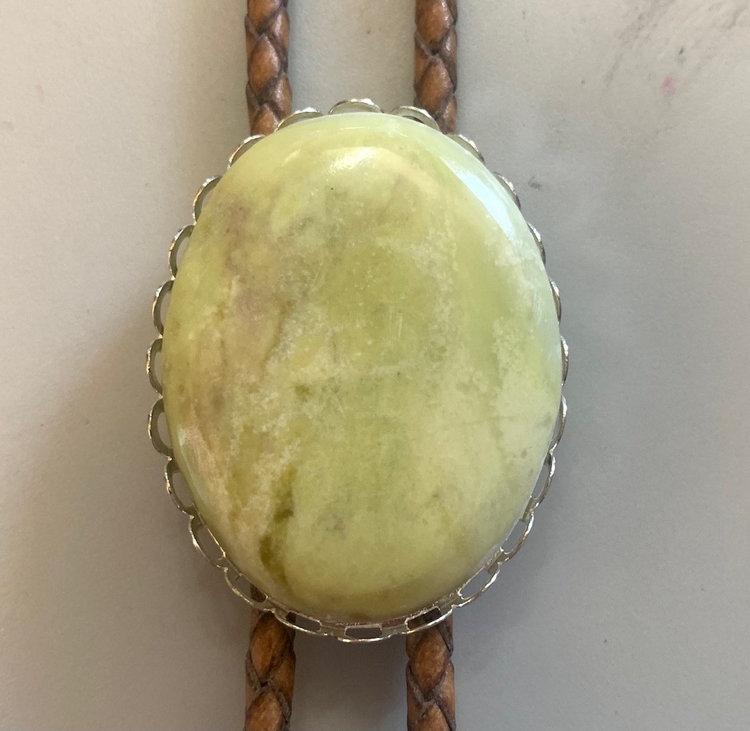 Serpentine Oval Bolo, With Silver Alloy Setting and Cord Tips, and ...