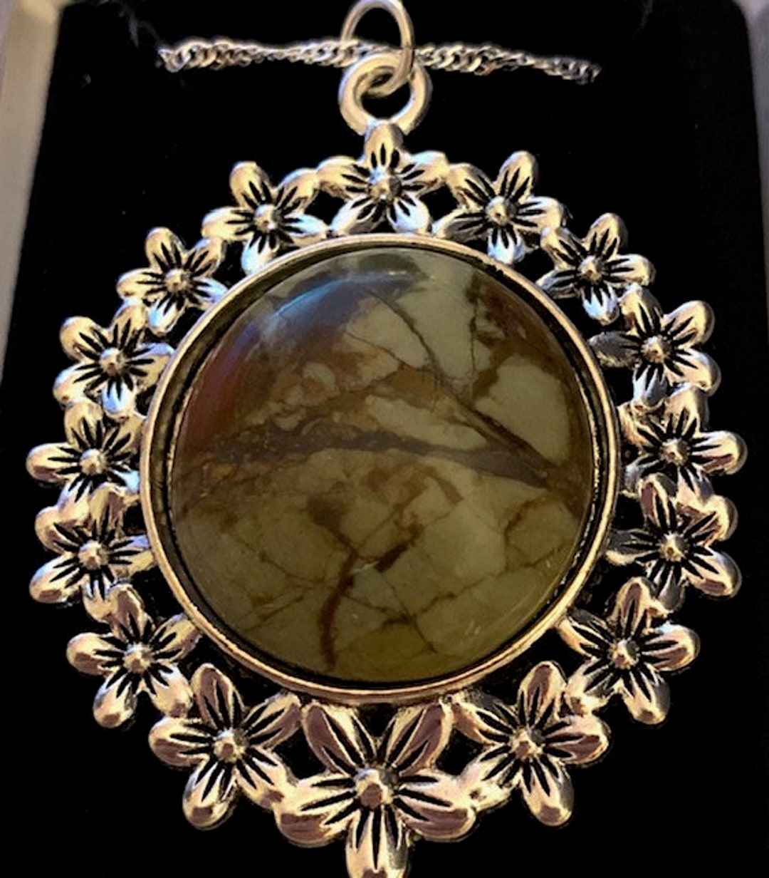 Jasper, Red Falcon Round Pendant, With Silver Alloy Setting and ...