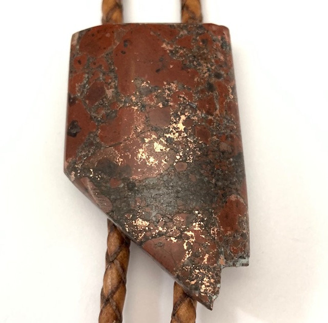 Copper Ore in Red Jasper, Nevada Shaped Bolo, With Gold Alloy Tips, Tan ...