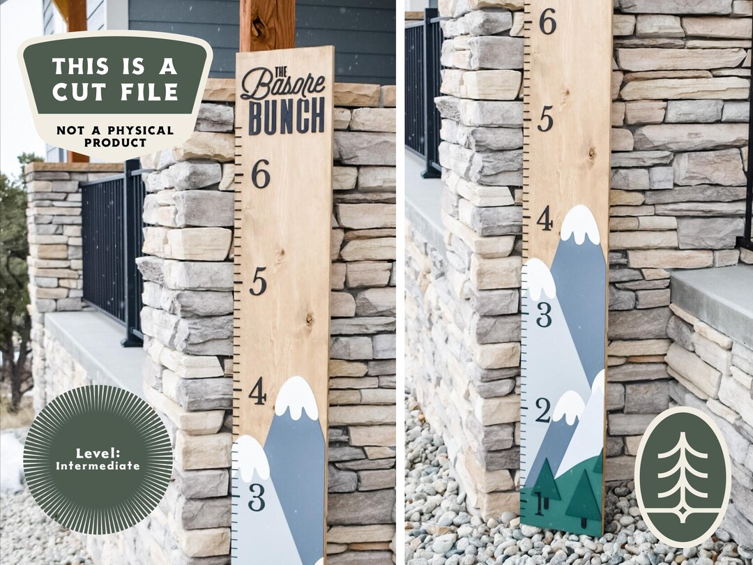 Mountain Growth Chart SVG – Laser Cut File for 6ft Wooden Ruler ...