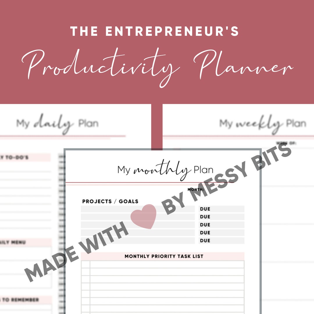 Productivity Planner Printable, Entrepreneur's Planner, Weekly Planner ...