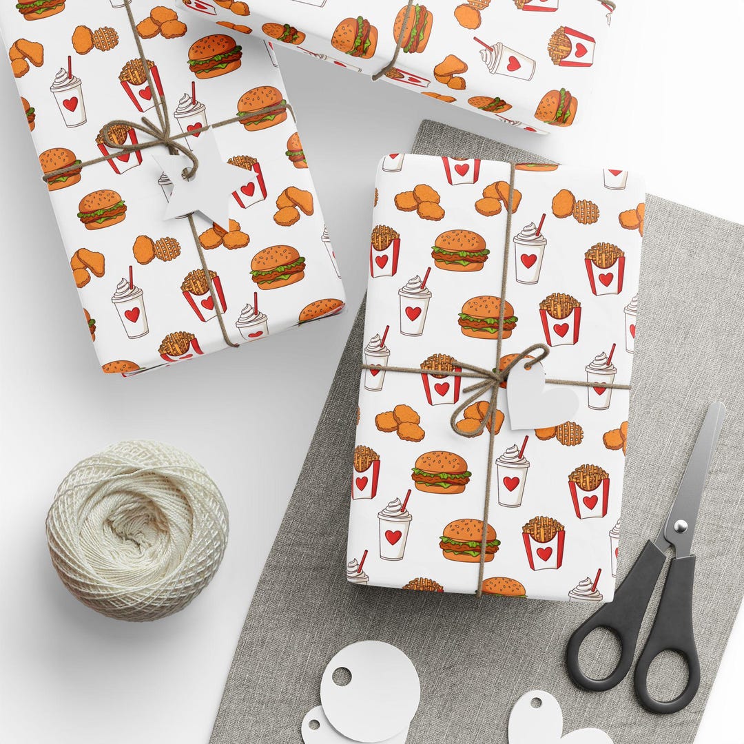 Chicken Nugget Wrapping Paper | Chicken Sandwich Waffle Fries Milkshake ...