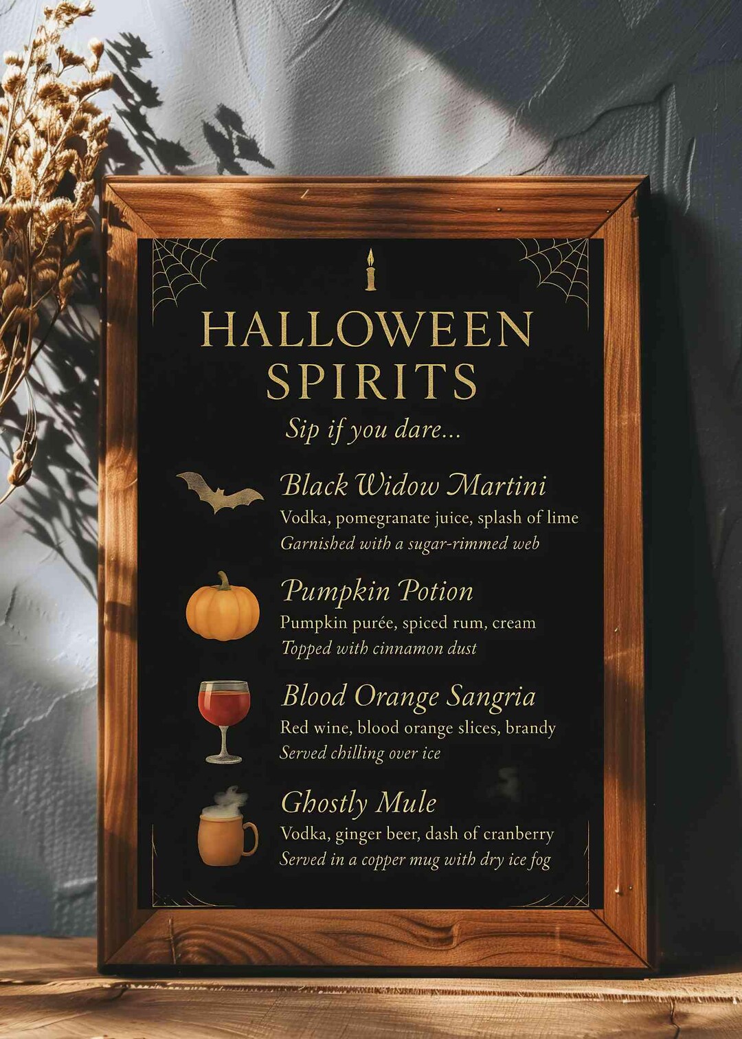 Halloween Drink Menu PNG, PDF | 5x7 Cocktail Sign Digital Download ...