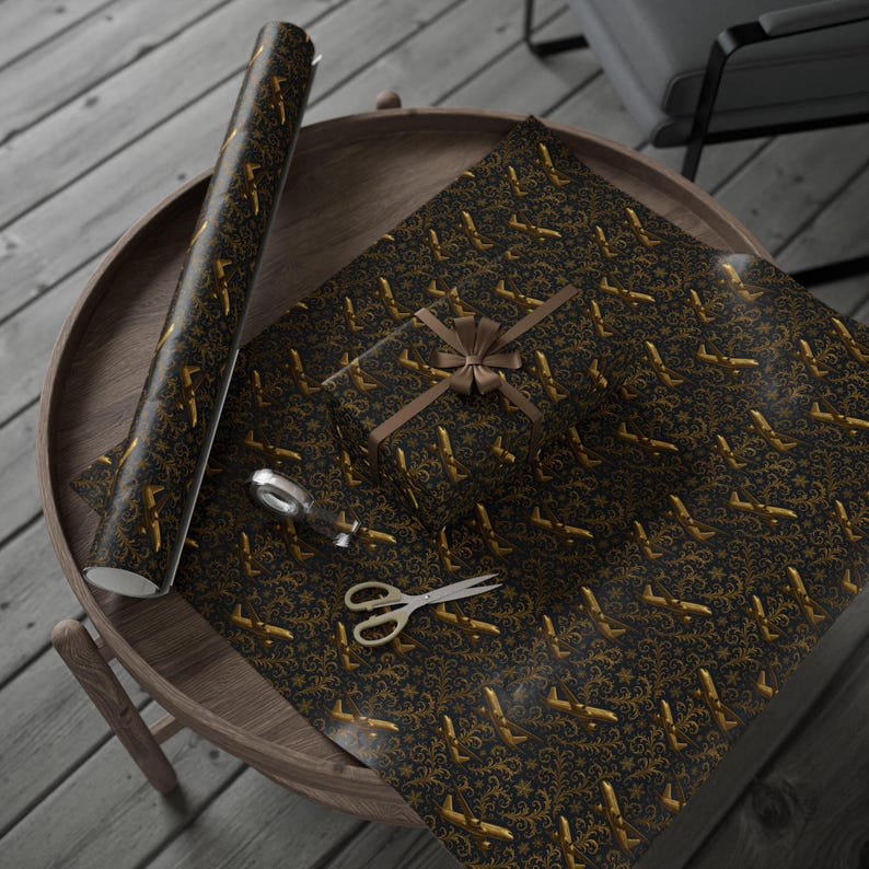 Luxury Gold Airplane Wrapping Paper | Elegant Travel Gift Wrap ...