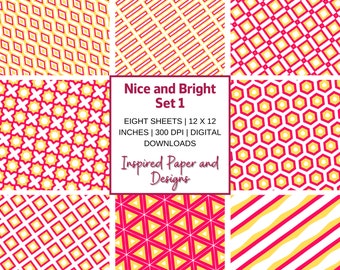 Six Pink Digital Papers Pack, Instant Digital Download, Planner Papers ...