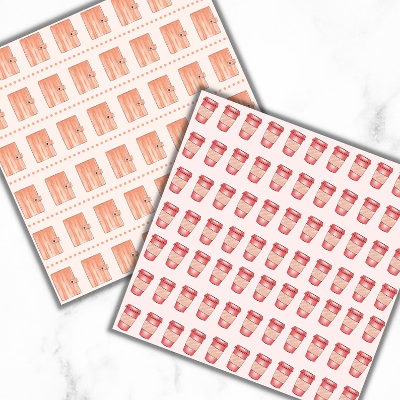 Six Pink Digital Papers Pack, Instant Digital Download, Planner Papers ...