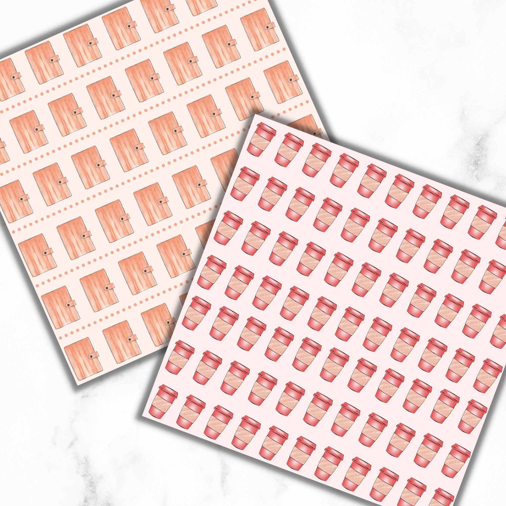 Six Pink Digital Papers Pack, Instant Digital Download, Planner Papers ...