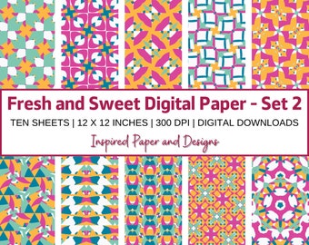 Six Pink Digital Papers Pack, Instant Digital Download, Planner Papers ...