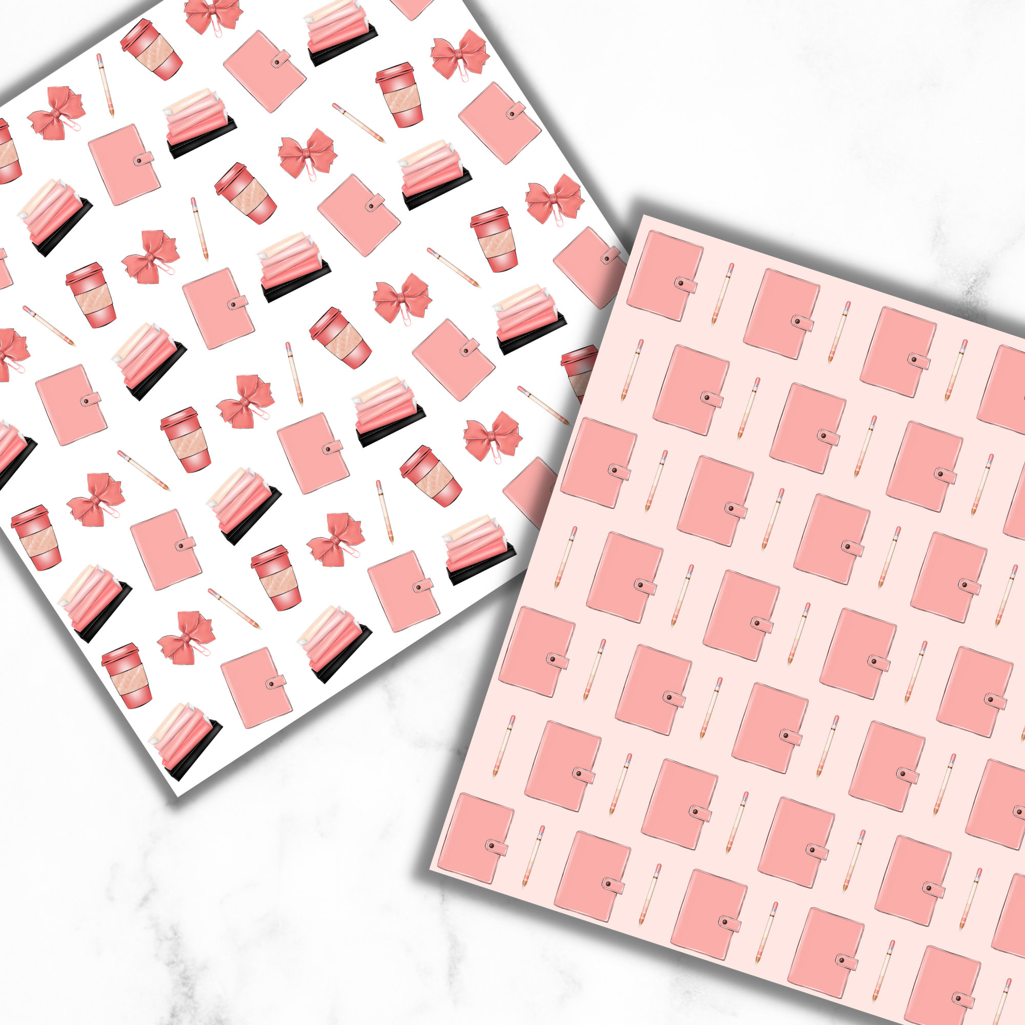 Six Pink Digital Papers Pack, Instant Digital Download, Planner Papers ...