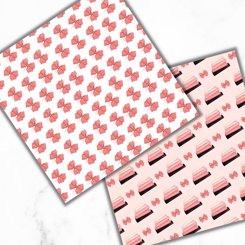 Six Pink Digital Papers Pack, Instant Digital Download, Planner Papers ...