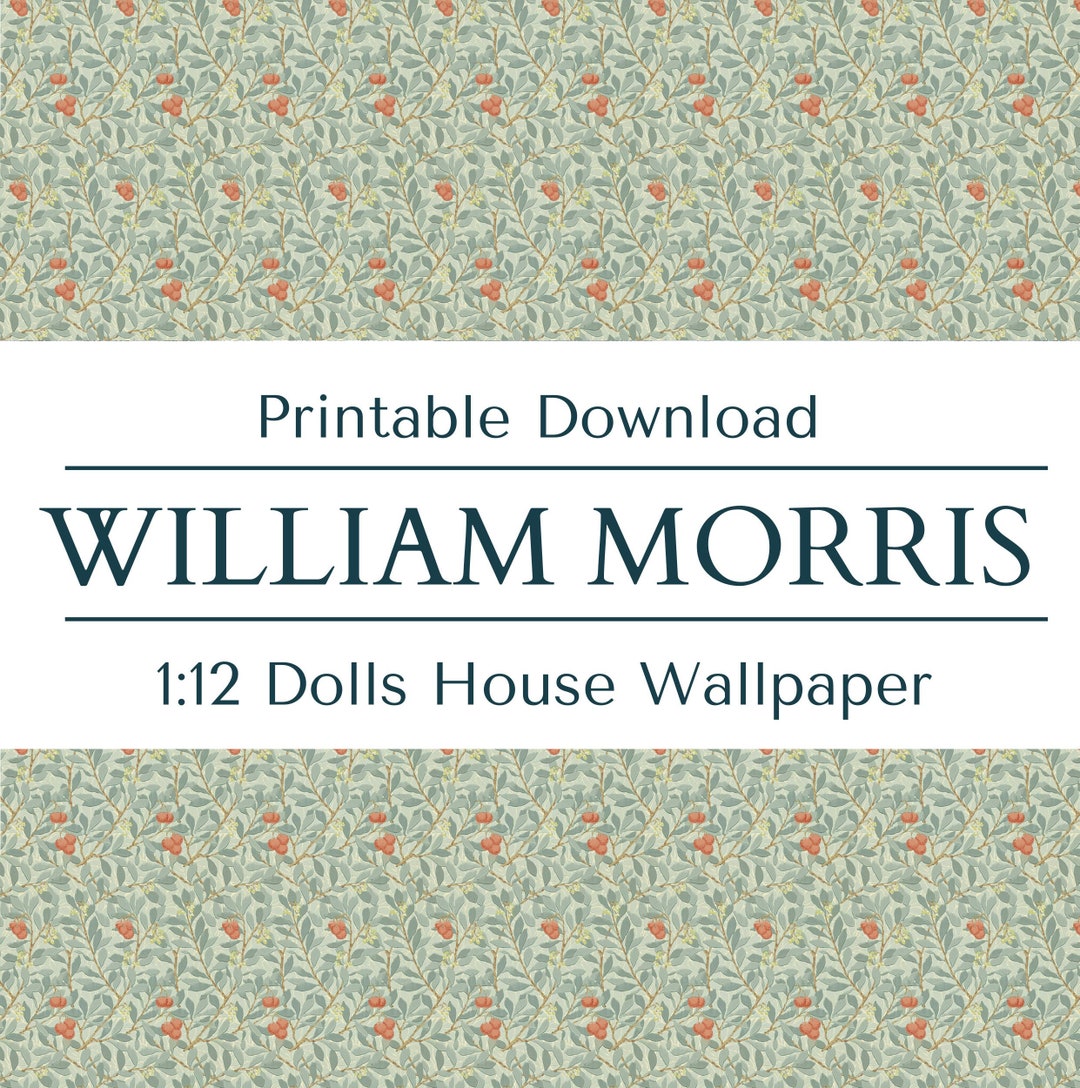 William Morris Dollhouse Wallpaper 1:12, Arbutus Coral Olive, Printable ...
