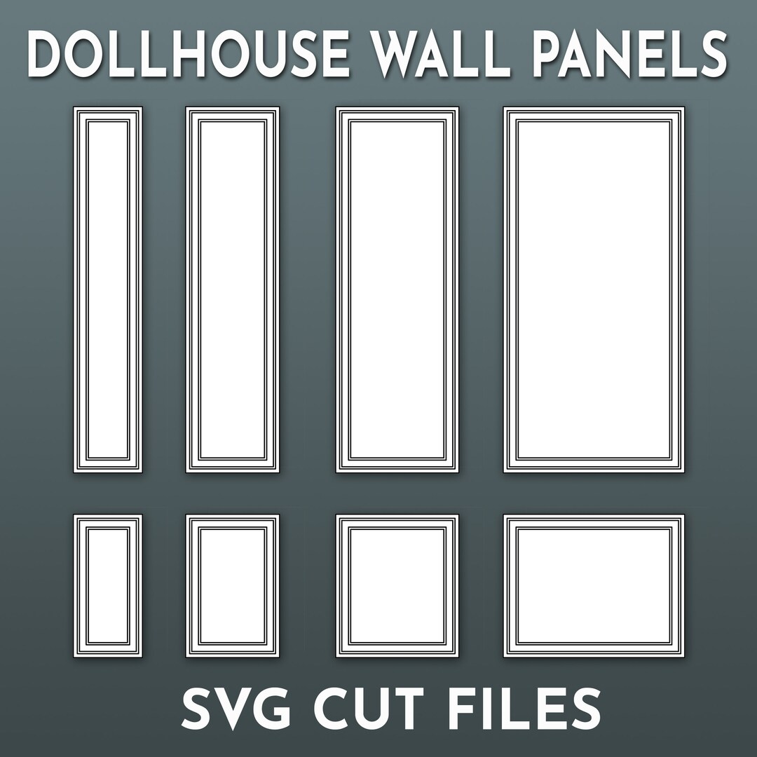 SVG Dollhouse Wall Panels 1:12 Scale. DIY Rectangular Dollhouse Wall ...