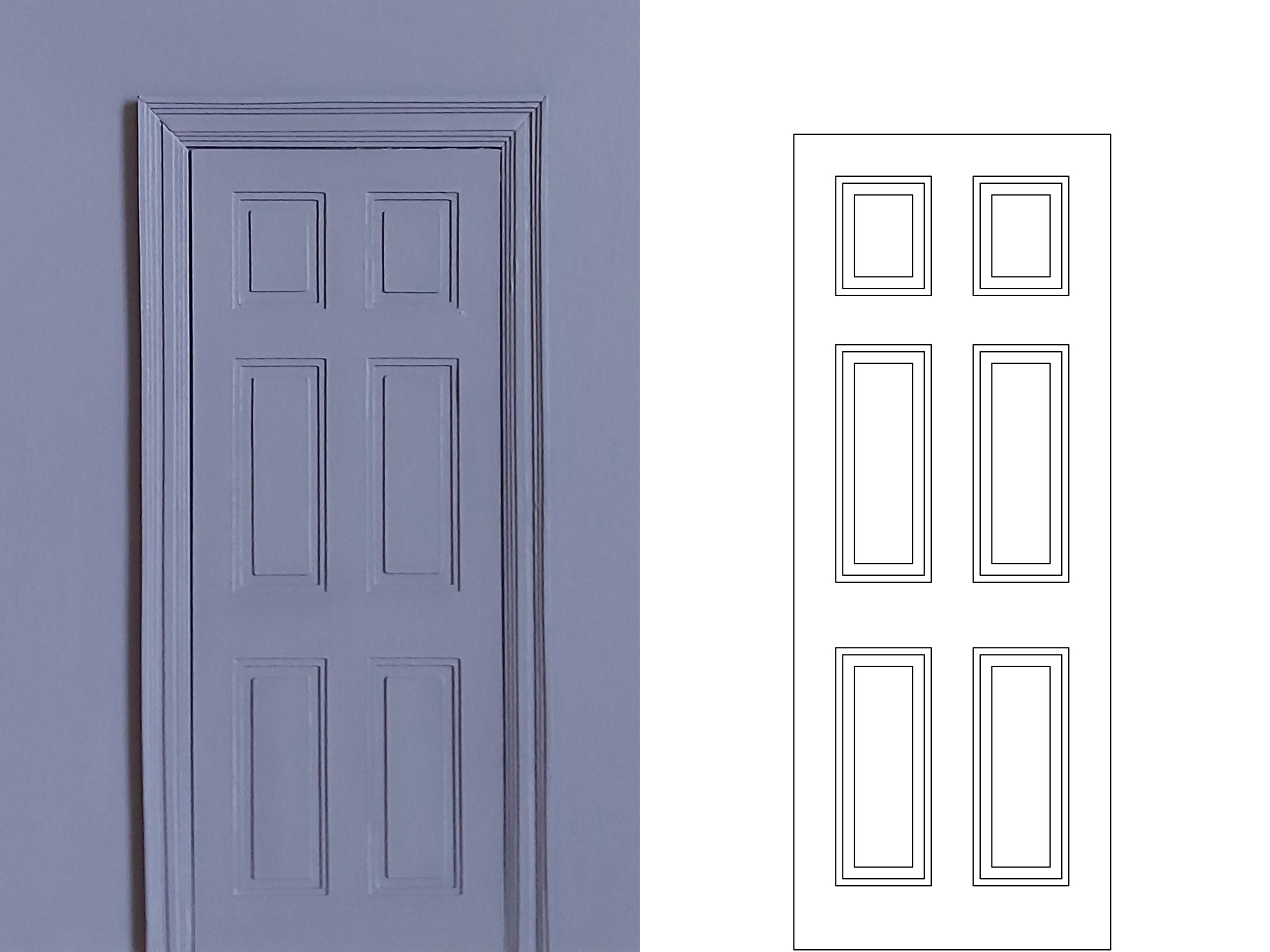 SVG Dollhouse Door 1:12 scale. Miniature Six Panel Door | Etsy