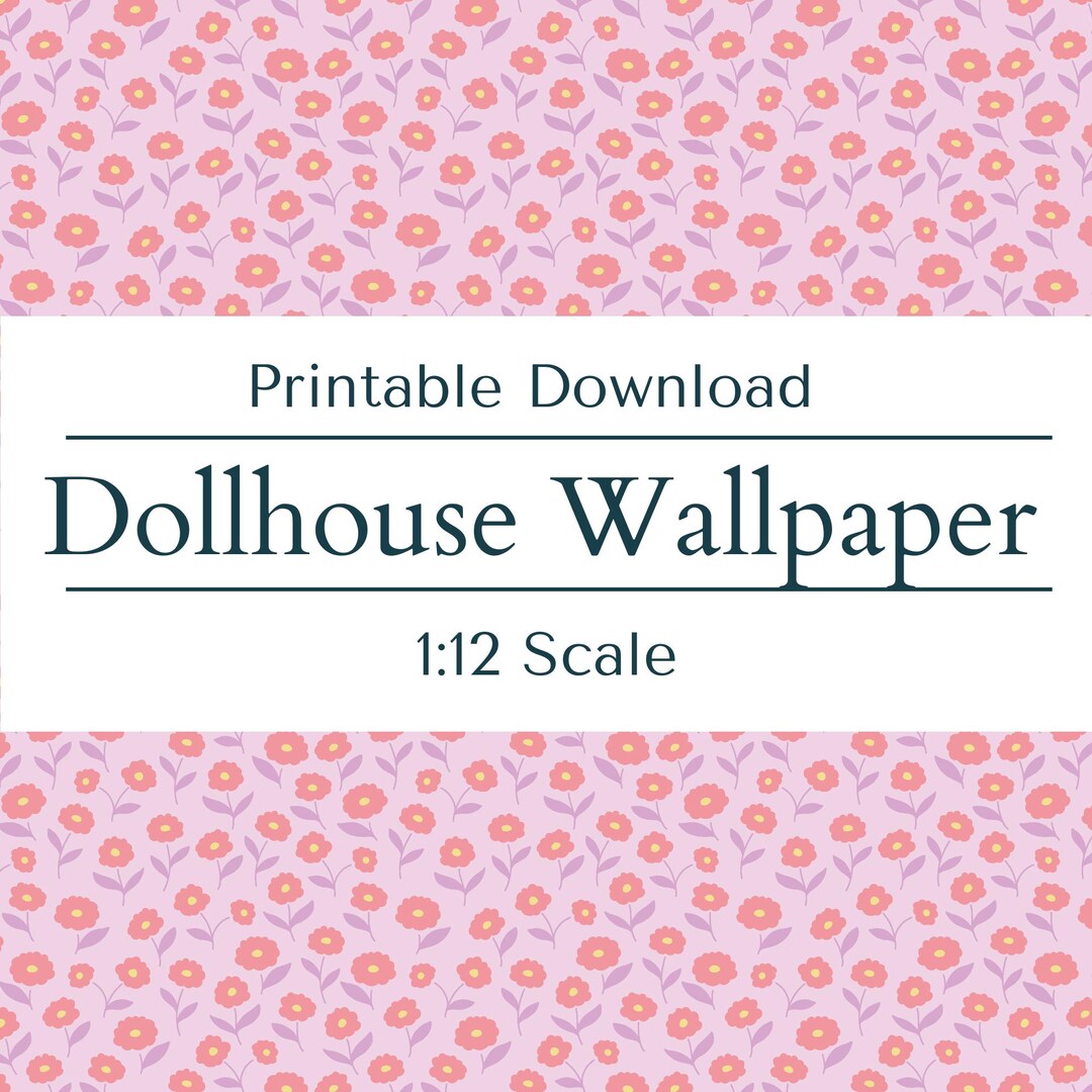 Dollhouse Miniature Wallpaper Lilac Flower Mid-century Flower Printable ...