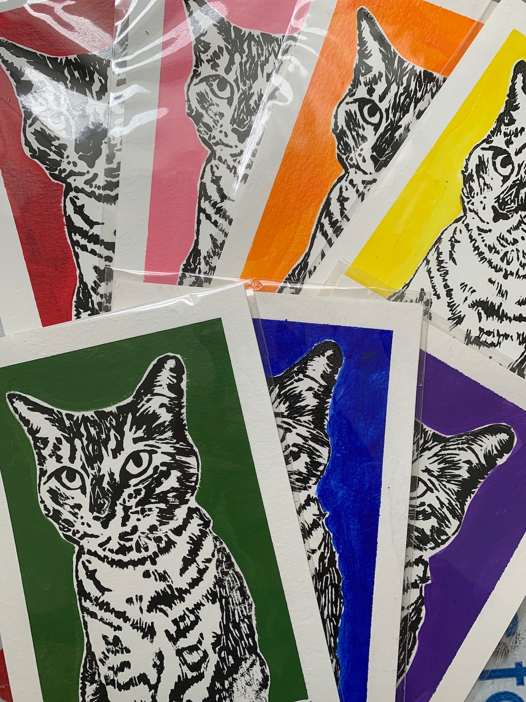 POP CATS - Linoleum Print - Etsy