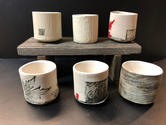 Sake Cup With Wood Texture - Etsy