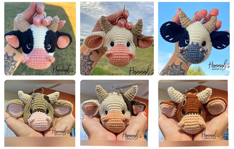 Cow Head Keychain Crochet Pattern 2 Spot Face Pattern - Etsy