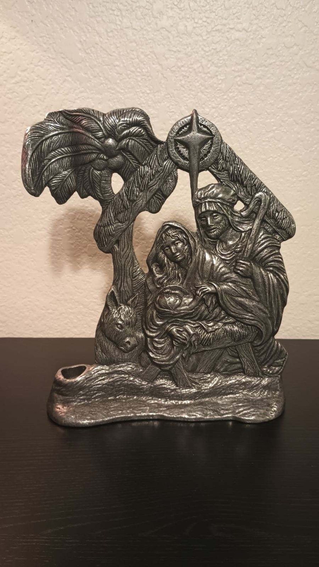 1993 Large Carson Pewter Nativity Candle Holder - Etsy