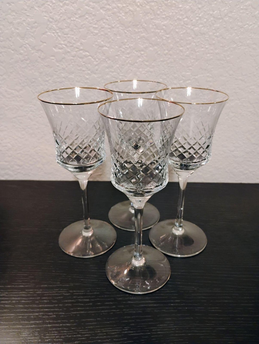 Frostoria Water Goblets. Romanian Gold Trim Lead Crystal. Set of 4 - Etsy
