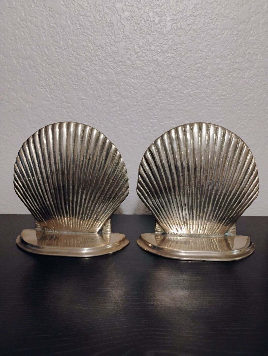 Vintage Pair of Solid Brass Seashell Bookends. - Etsy
