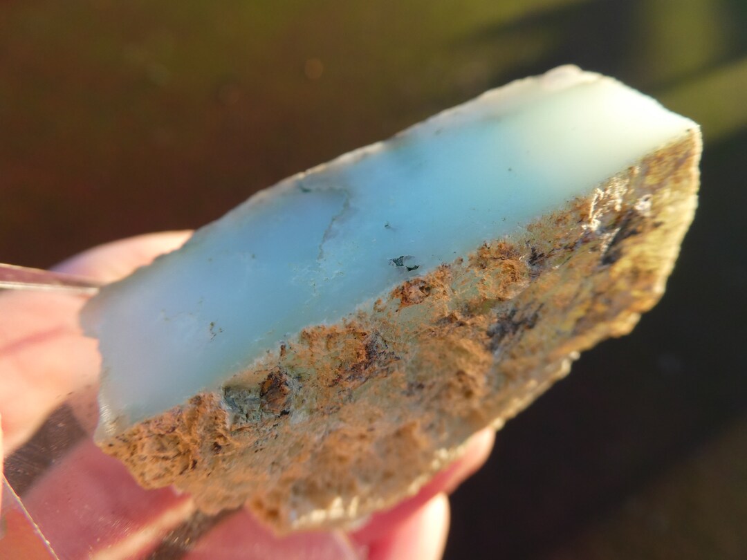 Light Green Blue OPAL Lovely Raw Half Polished Stone on Stand/ - Etsy