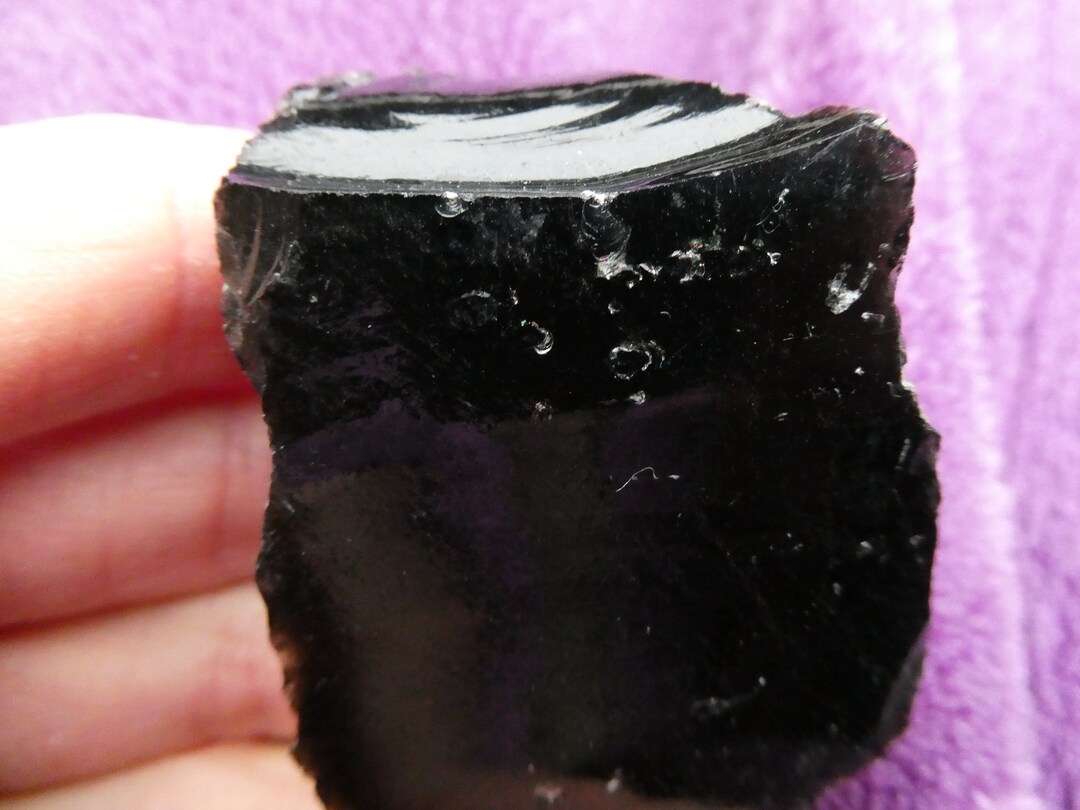 Powerful Nice Shape Raw Rough Glowing Black OBSIDIAN/ Strong Protection ...