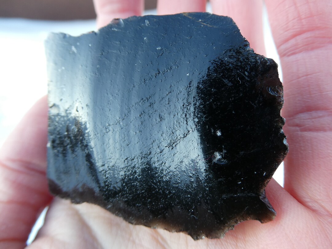 Powerful Nice Shape Raw Rough Glowing Black OBSIDIAN/ Strong Protection ...