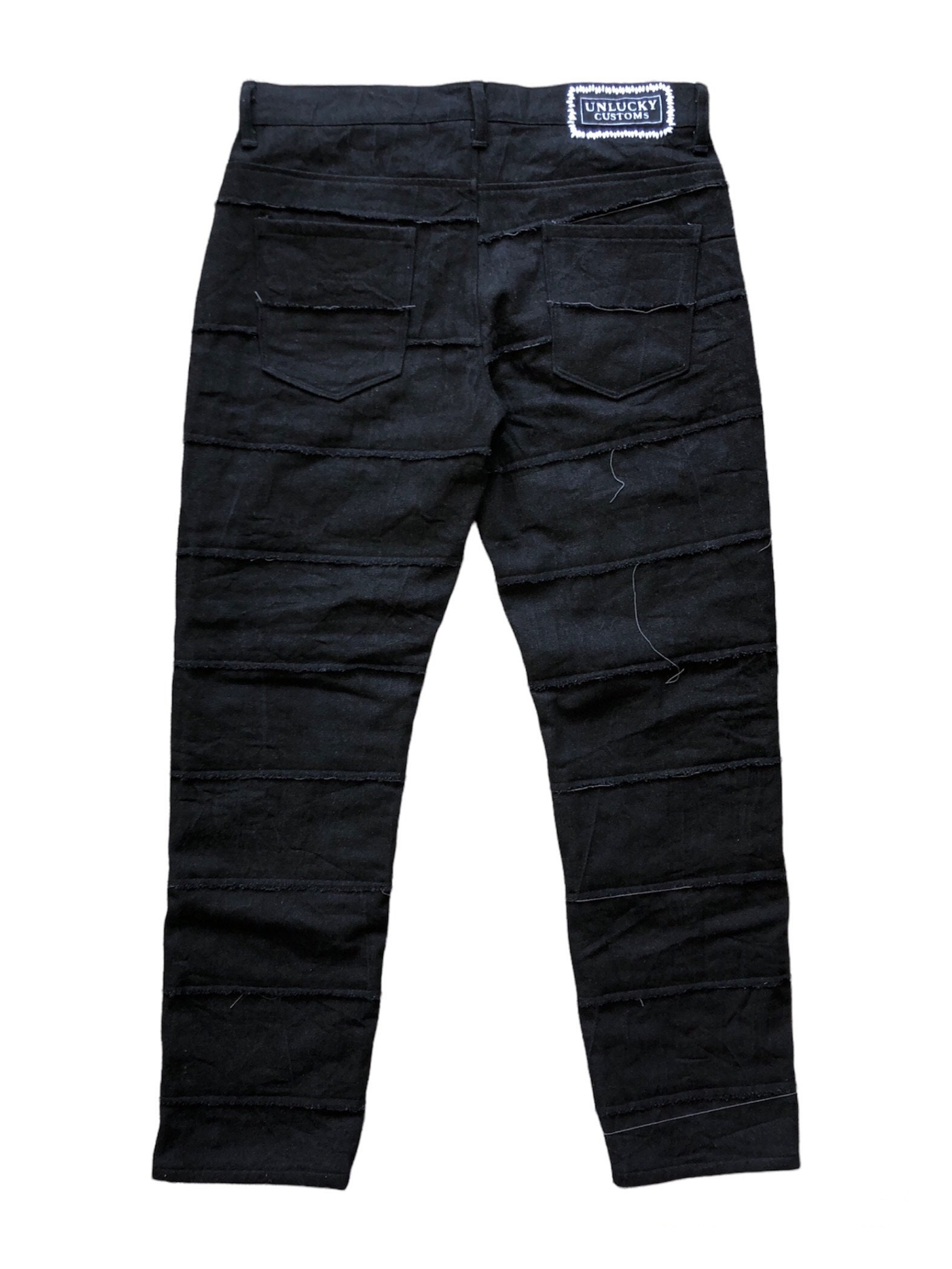 Black Striped Crust Jeans - Etsy
