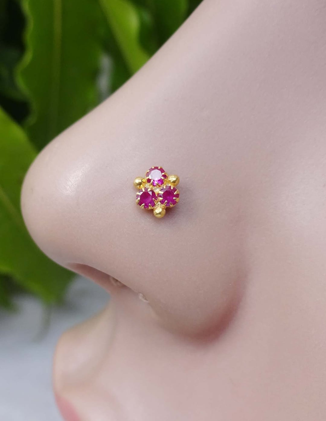 Flower Nose Stud Indian Nose Ring Indian Nose Stud Tinny Nose Stud Gold ...