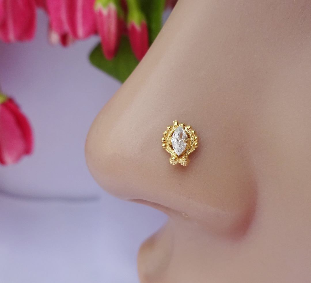 Indian Nose Ring Unique Nose Stud Gold Nose Stud Indian Nose Stud Gift ...