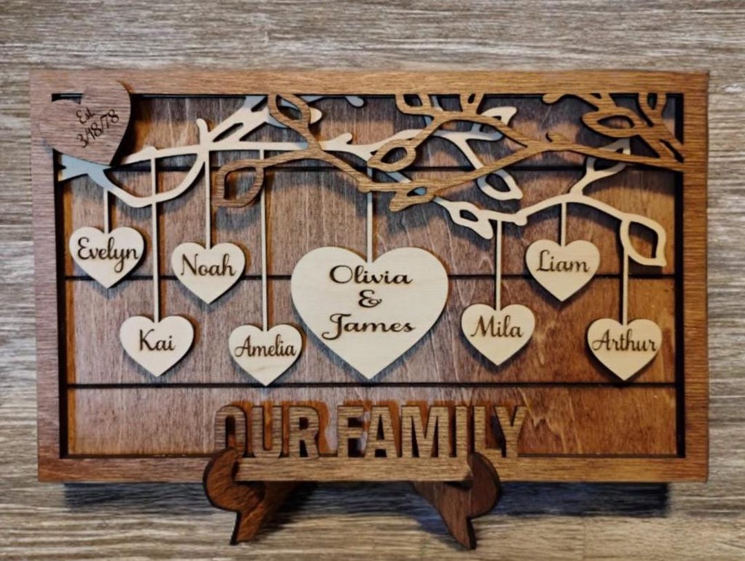 Hanging Hearts Family Tree With Large Center Heart - Etsy