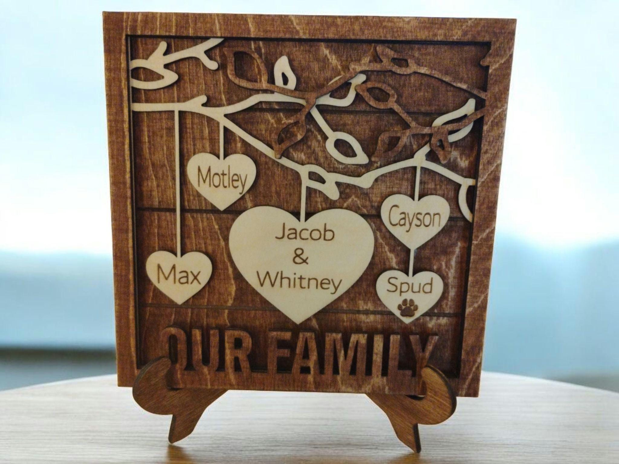 Hanging Hearts Family Tree With Large Center Heart - Etsy