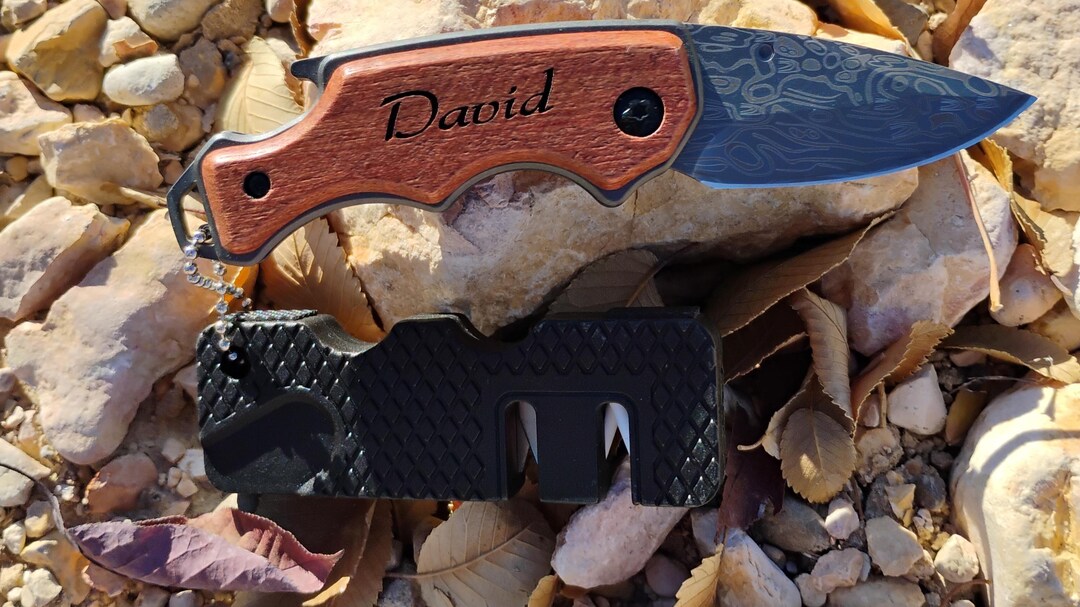 Engraved Pocket Knife & Whetstone Set – Personalized Gift - Etsy