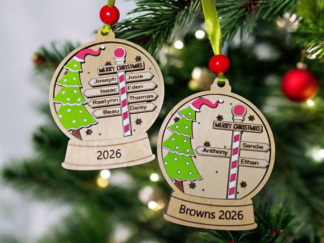 Family North Pole Snow Globe Ornament With Christmas Tree Scene - Etsy