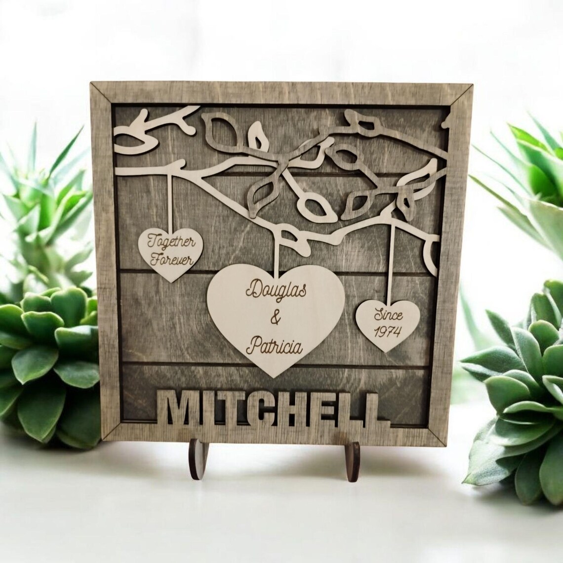 Hanging Hearts Family Tree With Large Center Heart - Etsy