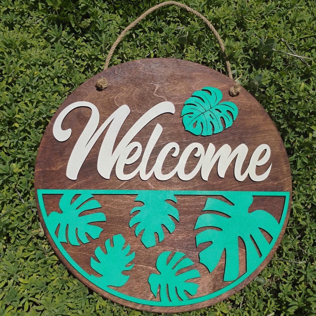 Monstera Leaf Welcome Sign - Etsy