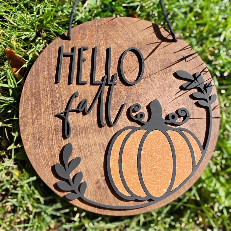 Hello Fall Pumpkin Sign – 12" Round Autumn Décor - Etsy