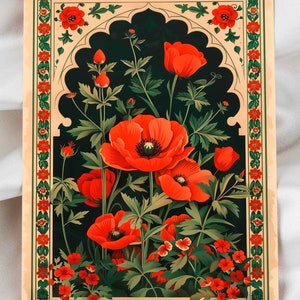 Palestinian Poppies: Vibrant Red Blossoms in Traditional Art. Digital ...