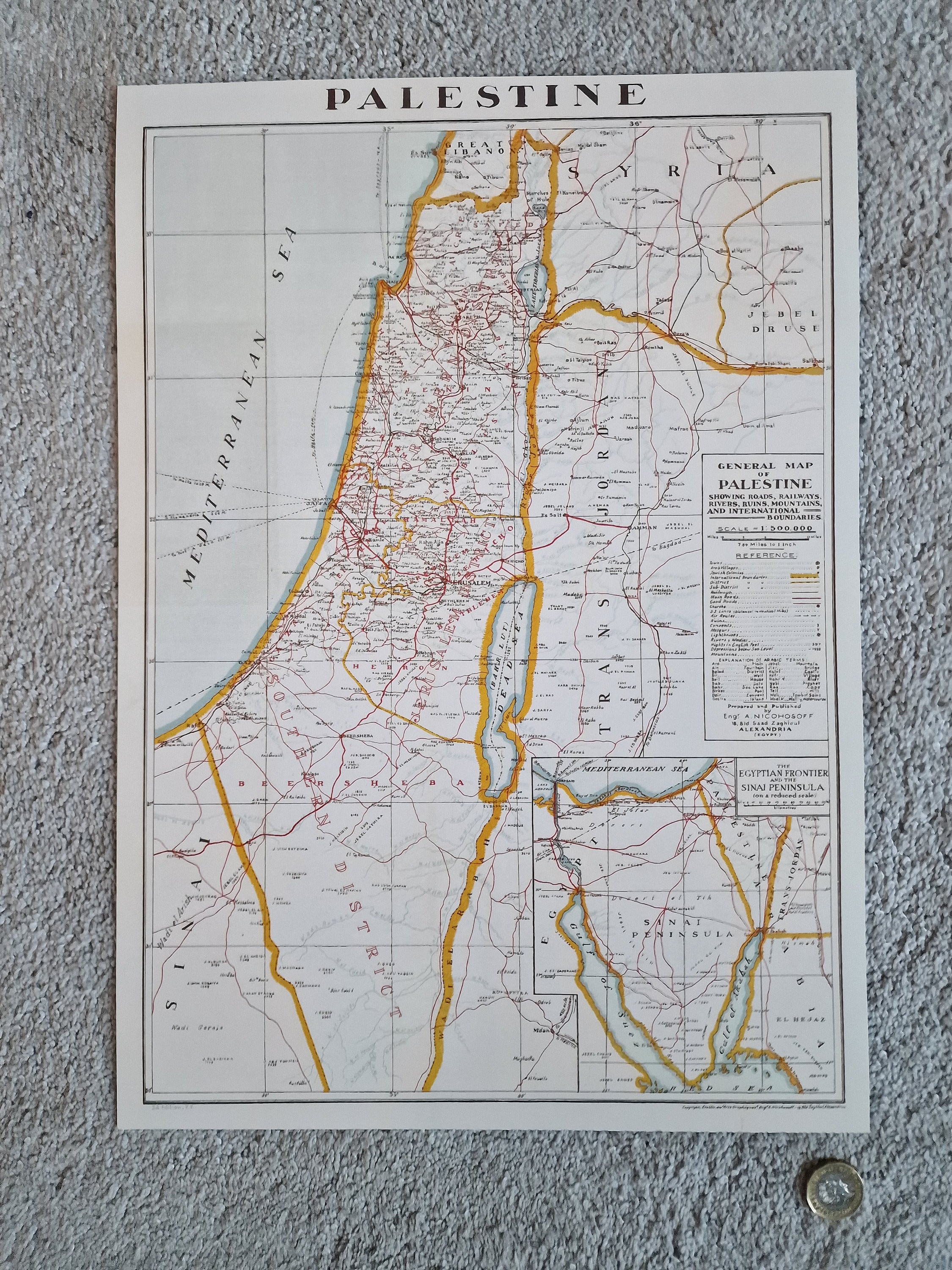 Old Vintage Map of Palestine 1942 Different Sizes Available - Etsy Canada