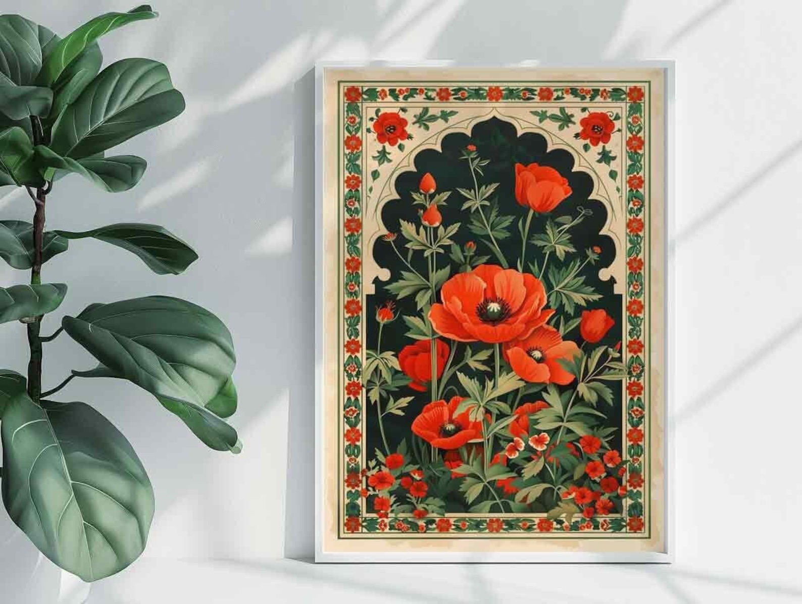 Palestinian Poppies: Vibrant Red Blossoms in Traditional Art. Digital ...