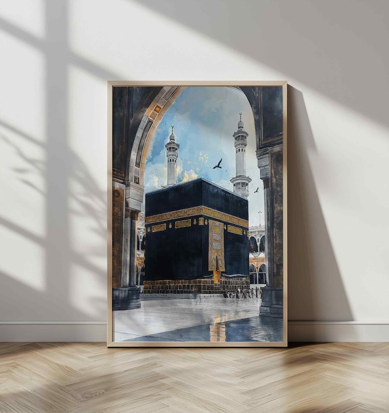 Set of 3 Islamic Wall Art Watercolour Digital Prints - Kaaba Meeca ...