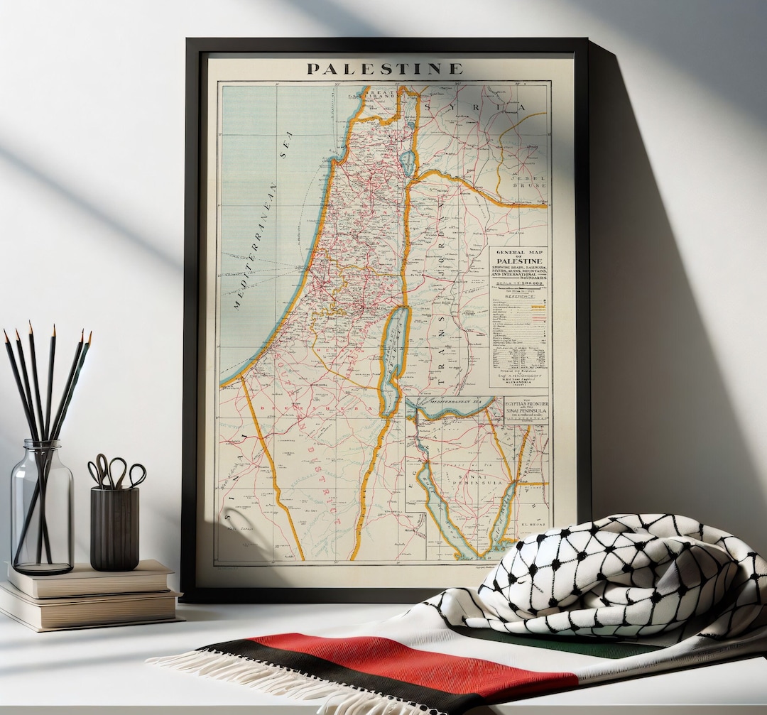 Old Vintage Map of Palestine 1942 Different Sizes Available B2 A2 A3 A4 ...