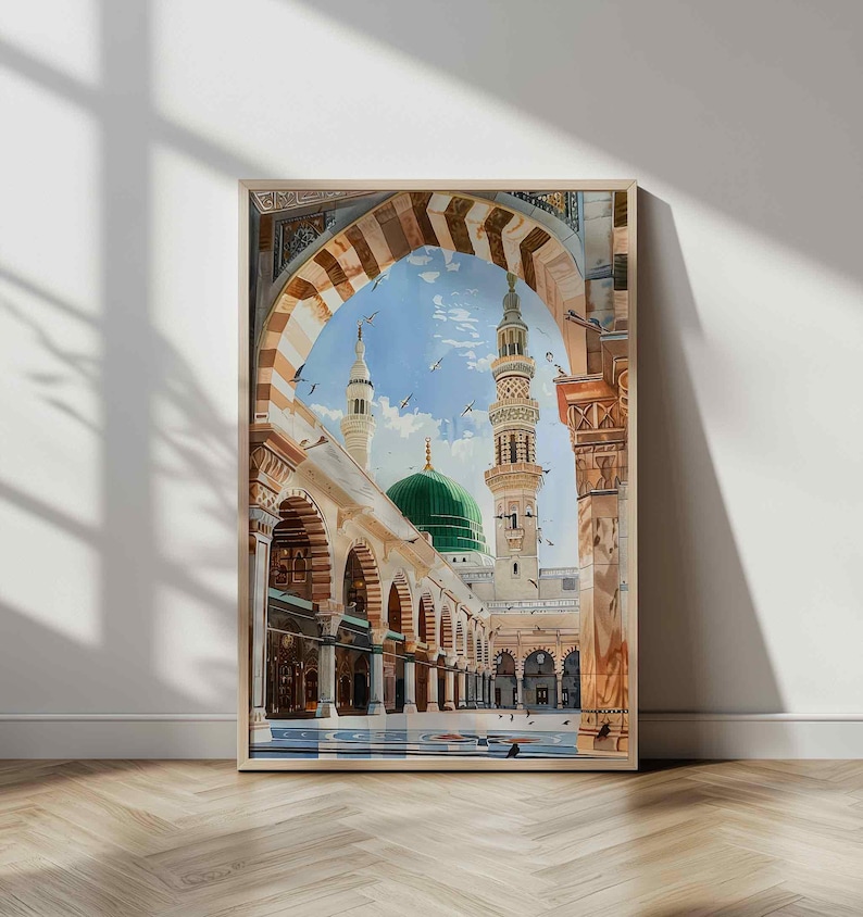 Set of 3 Islamic Wall Art Watercolour Digital Prints - Kaaba Meeca ...