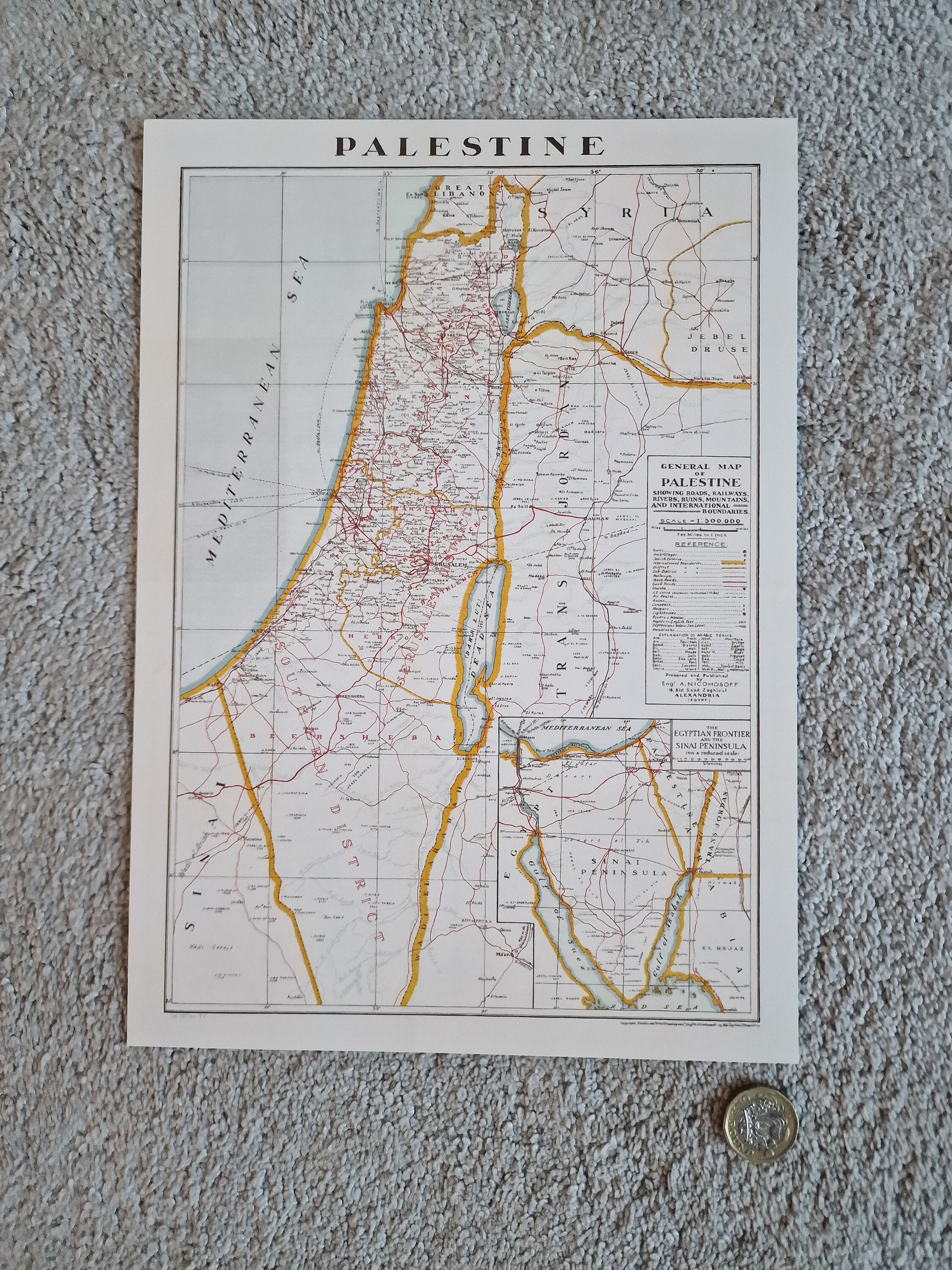 Old Vintage Map of Palestine 1942 Different Sizes Available - Etsy Canada