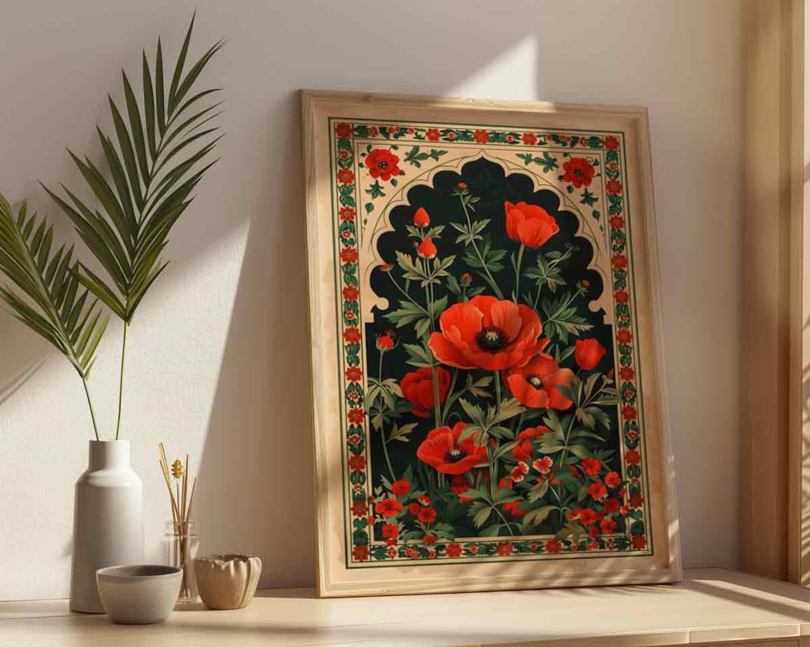 Palestinian Poppies: Vibrant Red Blossoms in Traditional Art. Digital ...